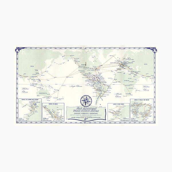 "Pan Am (Pan American) Airlines World Route Map Circa 1955 ...