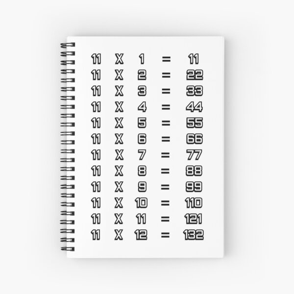 Cuaderno De Espiral 11 X Table Once Times Table Chart Tablas De 