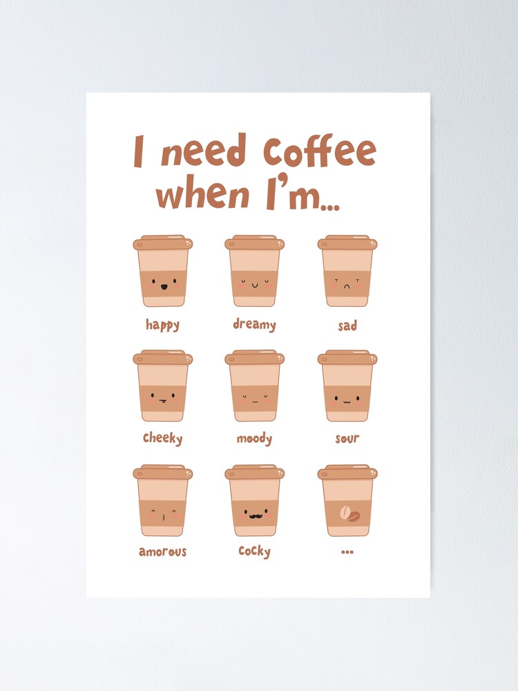 Póster «Estados de ánimo para el diseño kawaii de café.» de high5doodle ...
