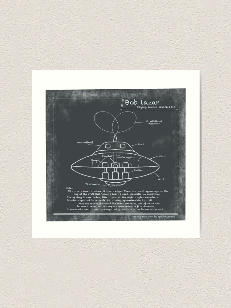 "Bob lazar flying saucer sketch - sports model " Art Print for Sale by ...