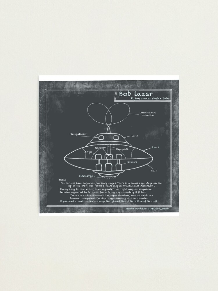 "Bob lazar flying saucer sketch - sports model " Photographic Print for ...