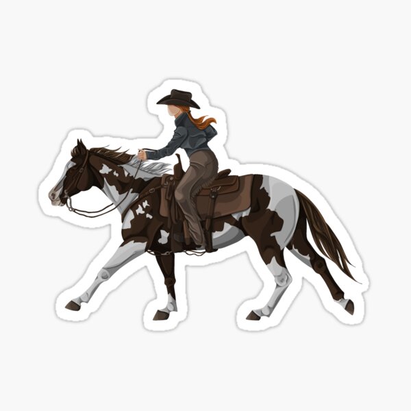 "Brown and White Paint horse Extended Lope" Sticker by practicalisimp ...