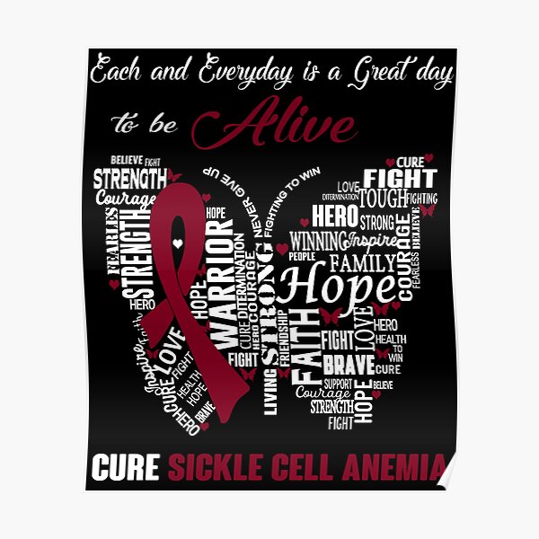 "Butterfly Ribbon Cure Sickle Cell Anemia Awareness" Poster for Sale by ...