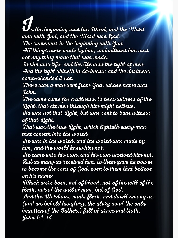 "In the beginning was the Word John 1:1-14 KJV" Poster for Sale by Caregiverology | Redbubble
