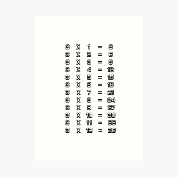  3 X Table Three Times Table Chart Multiplication Tables For Children