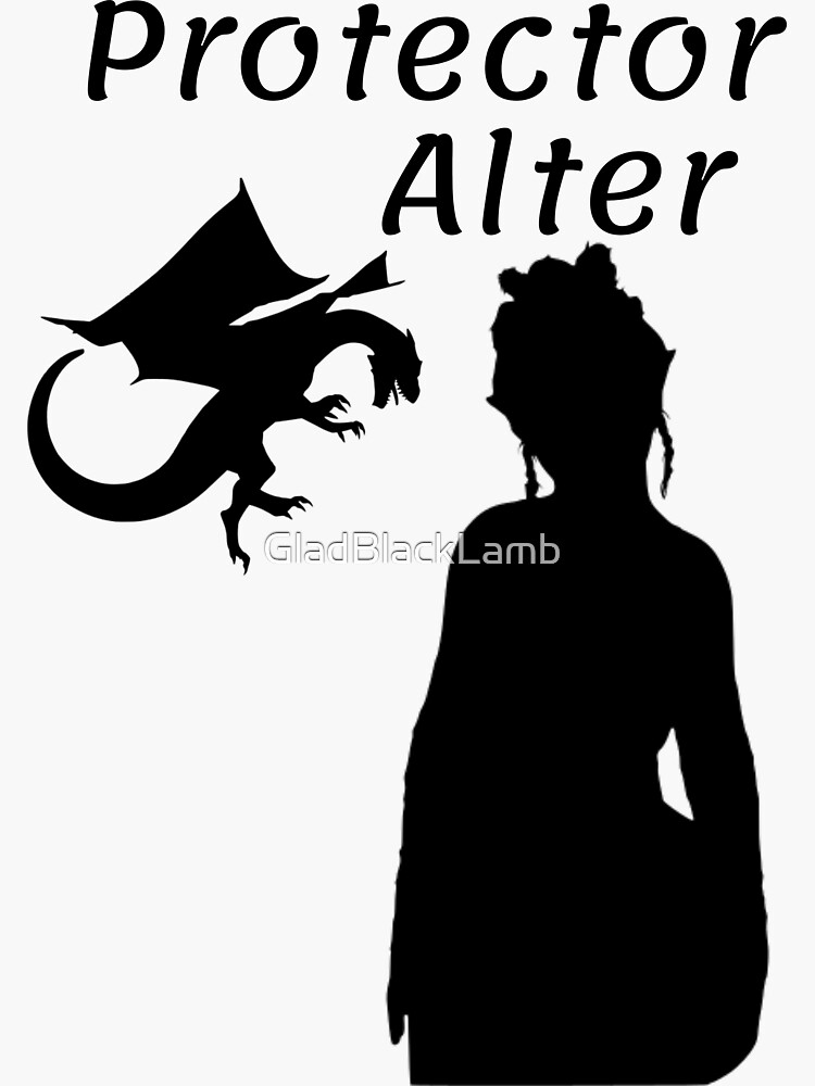 "Dragon Protector Alter (Black on White) " Sticker by GladBlackLamb ...