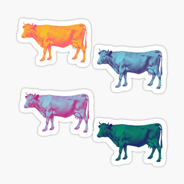 "Colorful cow pack" Sticker by ThomaHarpera | Redbubble