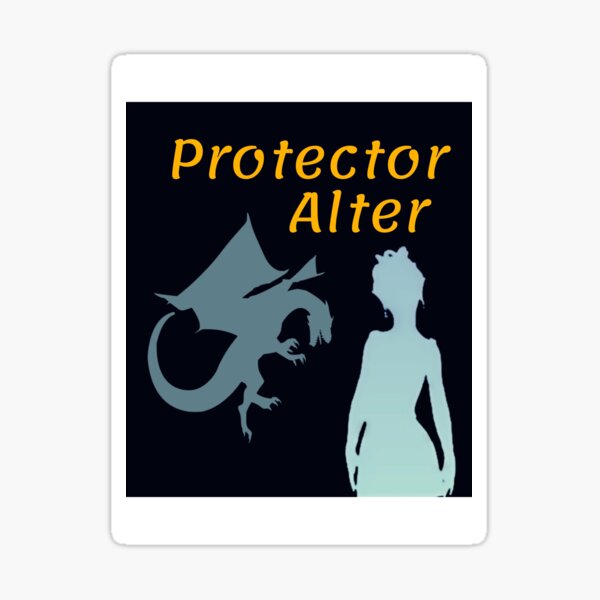 "Dragon Protector Alter, Orange and Grey on Black" Sticker by ...
