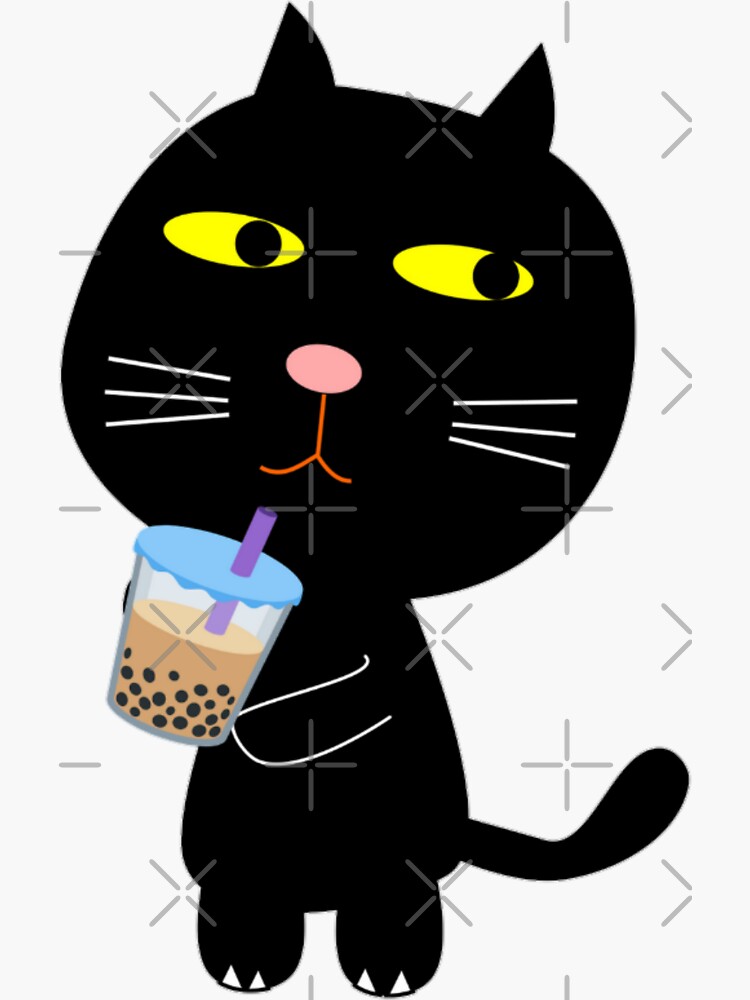 "Cat Drinking Boba Tea" Sticker by prsagar01 | Redbubble