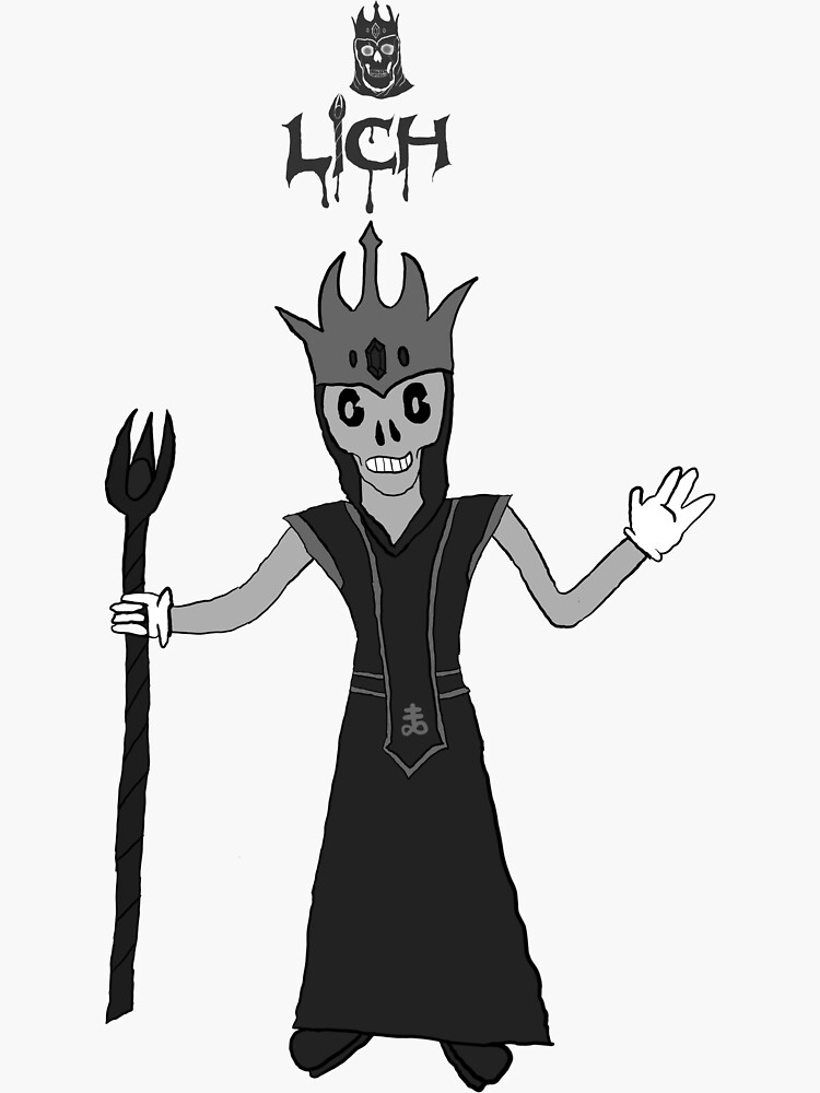 "Classic Cartoon Lich Monochrome" Sticker by LICH-INDUSTRIES | Redbubble