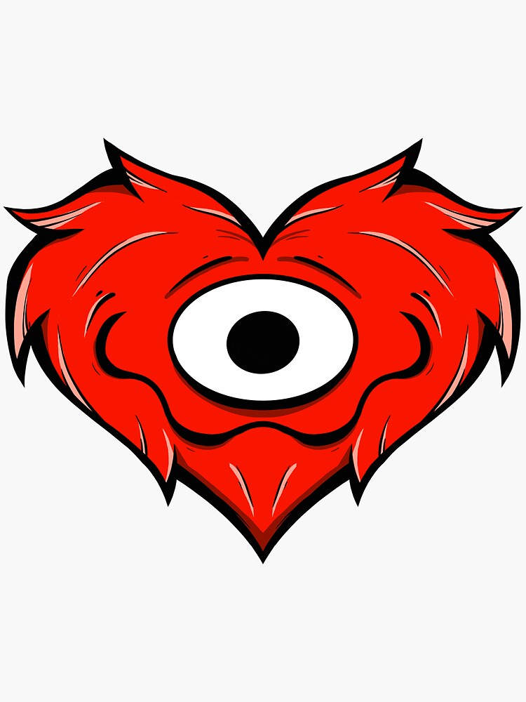 "Red Fuzzy Monster Heart" Sticker for Sale by RustyBucketInk | Redbubble