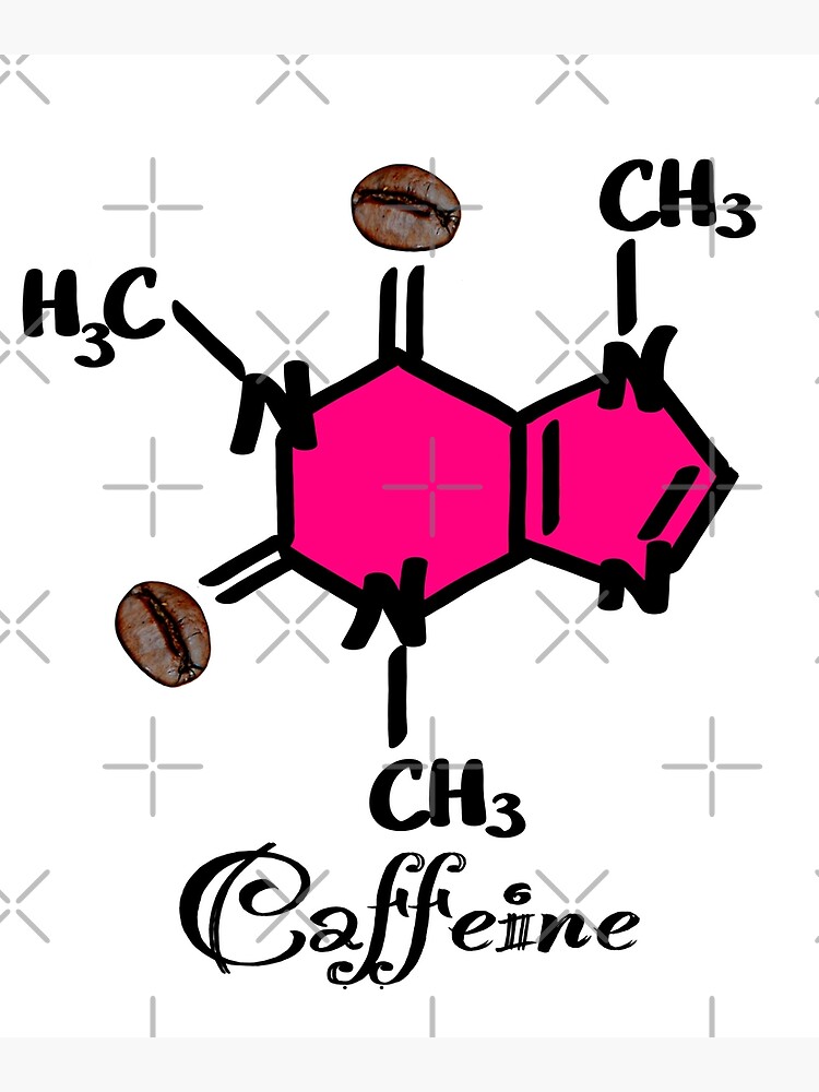 "Magenta/Pink Caffeine Molecule with Coffee Beans" Poster for Sale by ...