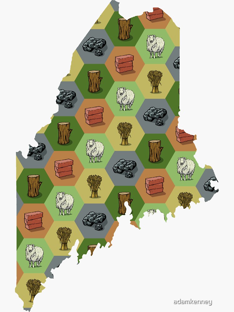 "Classic Board Game Resource Map of Maine" Sticker by adamkenney ...