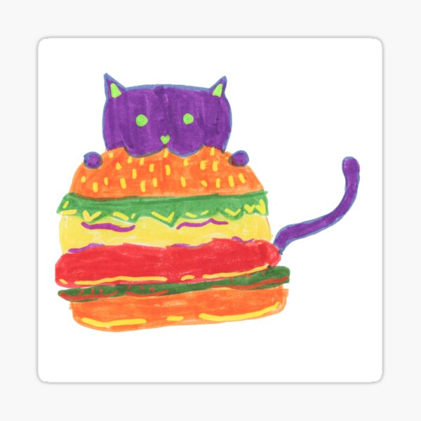 "Burger Cat" Sticker by maimairo | Redbubble