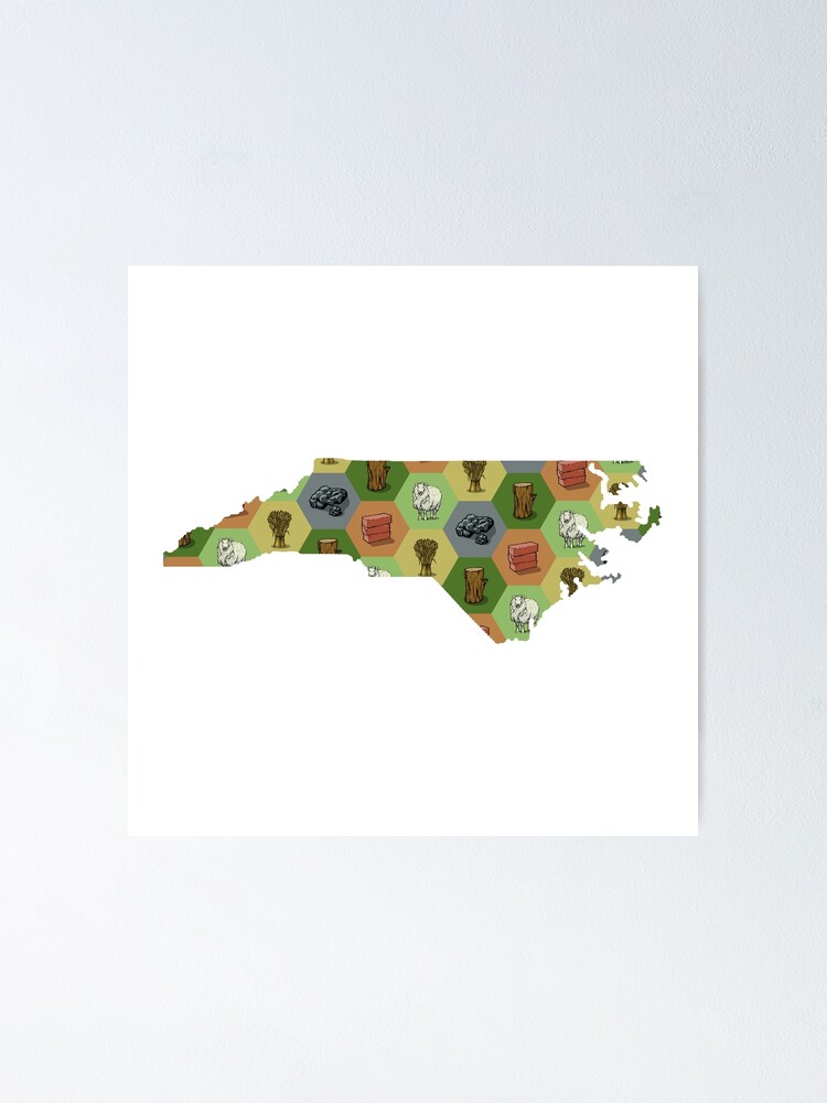"Classic Board Game Resource Map of North Carolina" Poster for Sale by ...