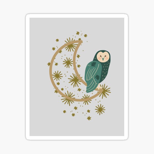 "Moon, Stars, & Owl" Sticker by InnerMoonCo | Redbubble