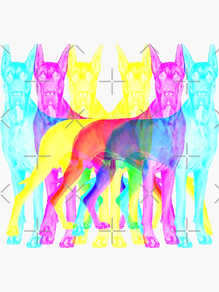 "Colorful Great Dane Art " Sticker by joseech | Redbubble