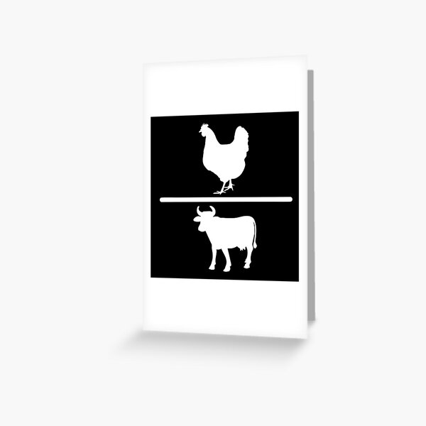 "Vintage Chicken Vs Cow Cool illustration " Greeting Card by X-Trends ...