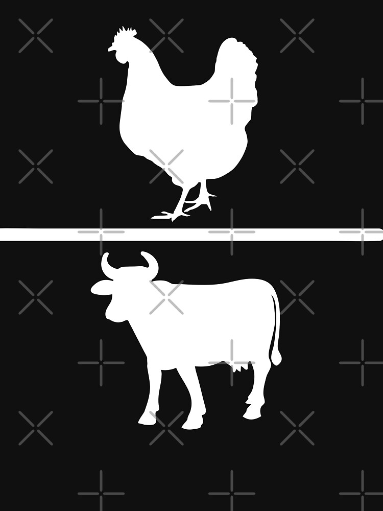 "Vintage Chicken Vs Cow Cool illustration " T-shirt for Sale by X ...