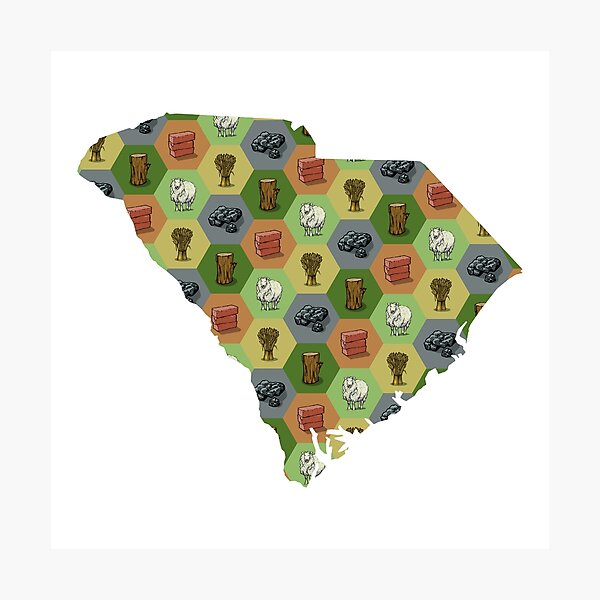 "Classic Board Game Resource Map of South Carolina" Photographic Print ...