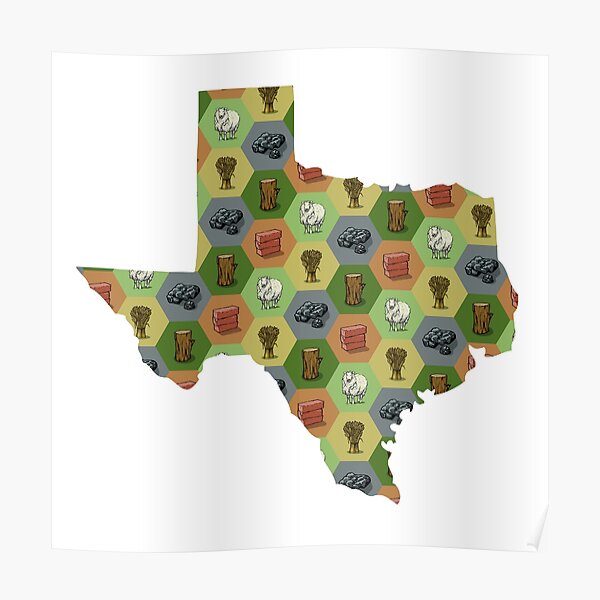 "Classic Board Game Resource Map of Texas" Poster for Sale by ...