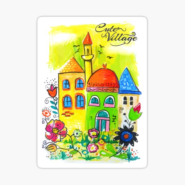 "cute village" Sticker by baybaybaiba | Redbubble