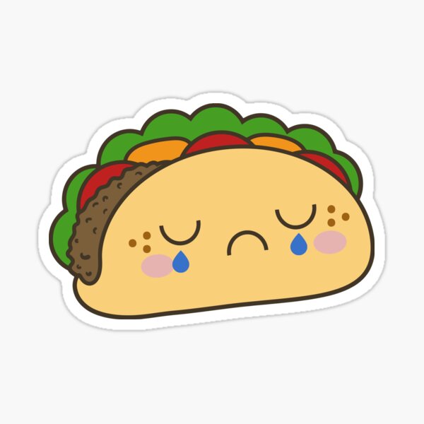 "Sad Kawaii Taco" Sticker for Sale by NIFE-FUN | Redbubble
