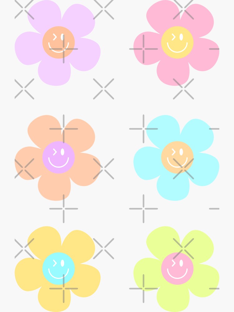 "[sticker pack] smiling pastel y2k flowers ver2" Sticker by Colorful ...
