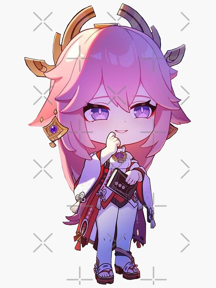 Pegatina «Genshin Impact Lindo Yae Miko | Chibi» de soijedml | Redbubble