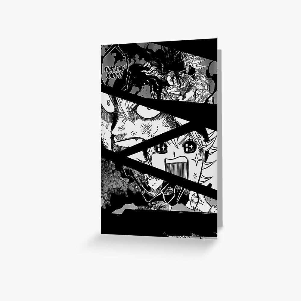 "Asta Staria Black Clover Burakku Kuroba Manga Panel Design" Greeting ...