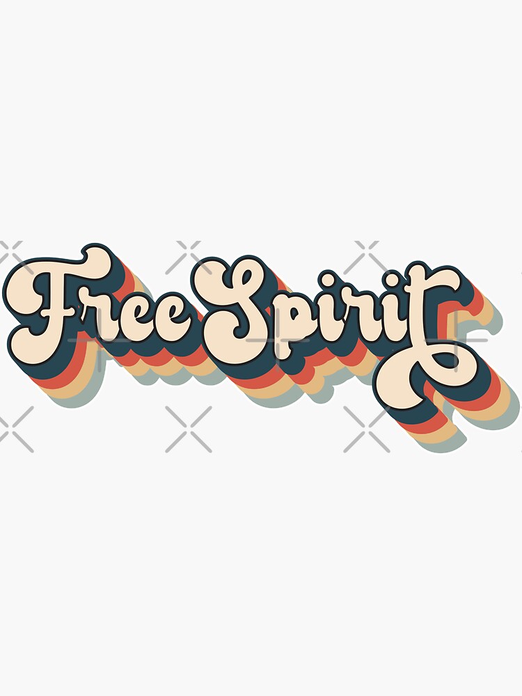 "Free Spirit - in vintage retro script font" Sticker by brynscully ...
