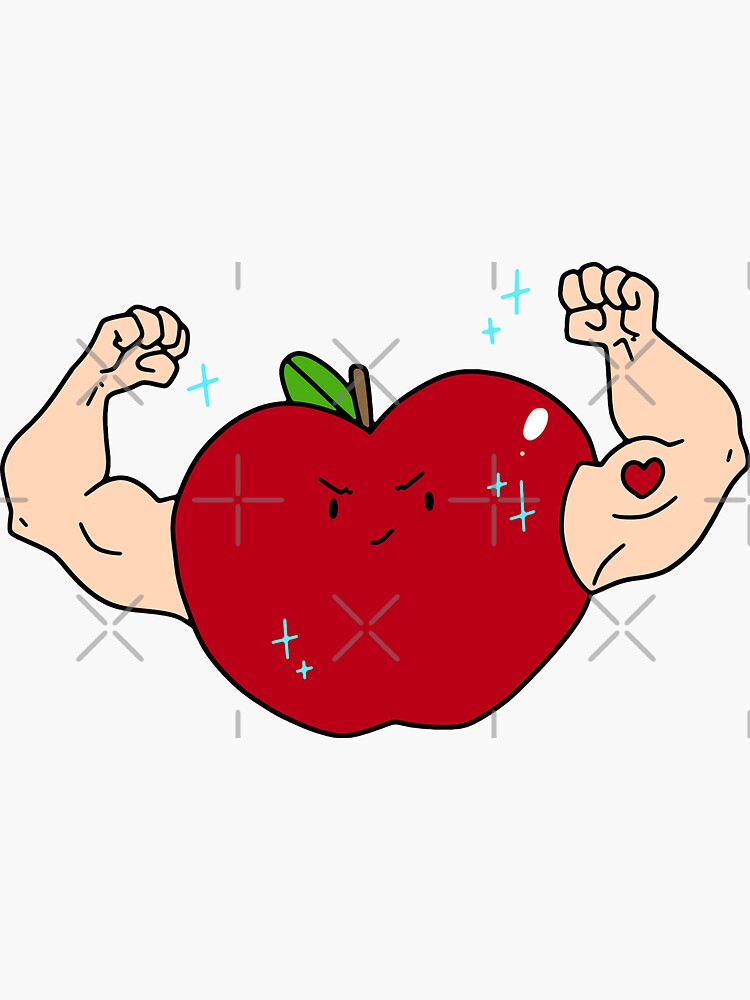 "Buff Arms Apple" Sticker for Sale by SaradaBoru | Redbubble