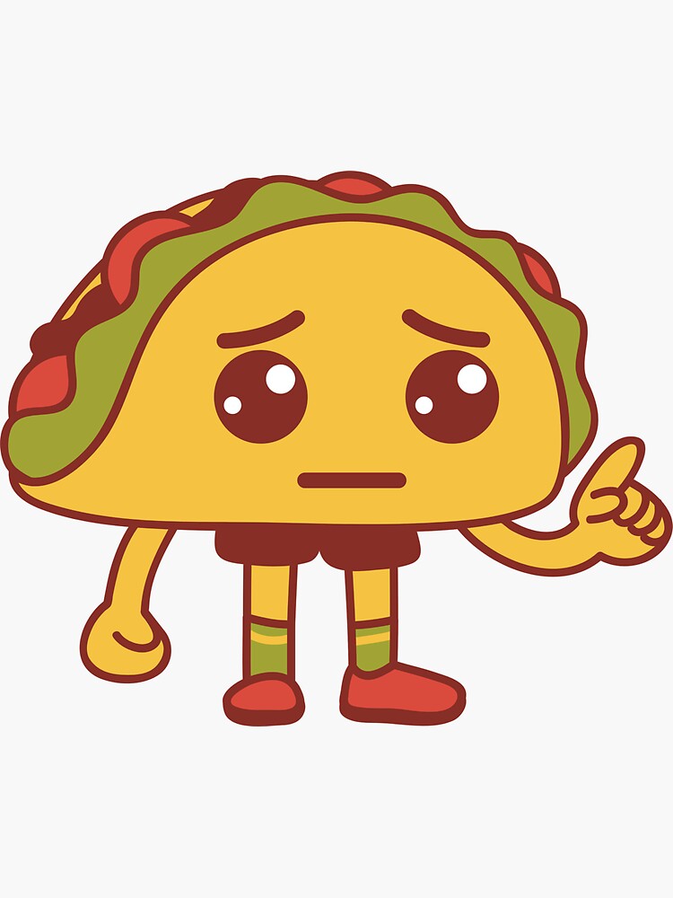 "Sad Kawaii Taco | Cute Tacos" Sticker by KeAiPrints | Redbubble