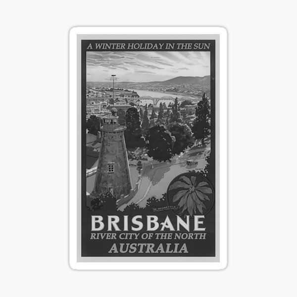 "Travel Poster Brisbane Australia" Sticker by GaalArt | Redbubble