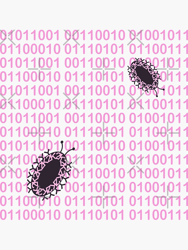 "Y2K Bug on Pink Binary Code" Sticker by mixMixtli | Redbubble