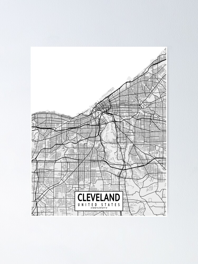 "Cleveland City Map of Ohio, USA - Light" Poster for Sale by deMAP ...