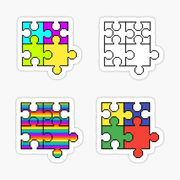 "Colorful Puzzle Pieces - Sticker Pack" Sticker by CelticTarot | Redbubble