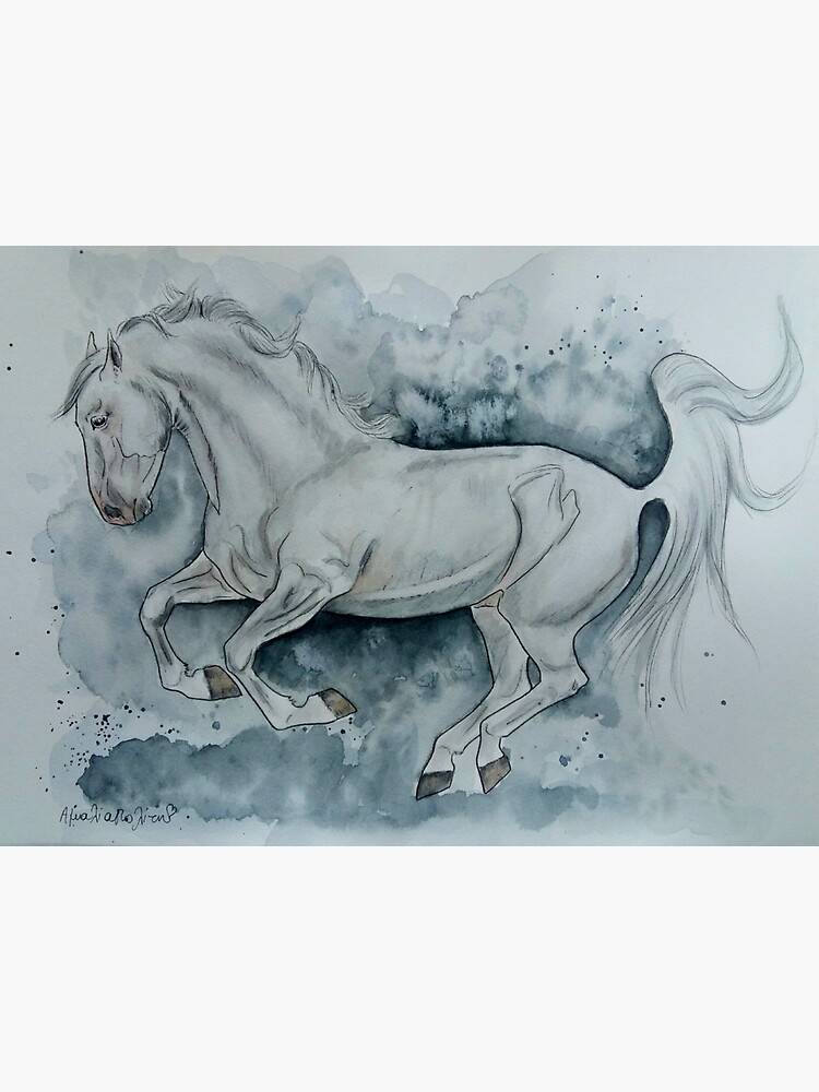 "White lipizzaner stallion illustration" Sticker by horseaddicted ...