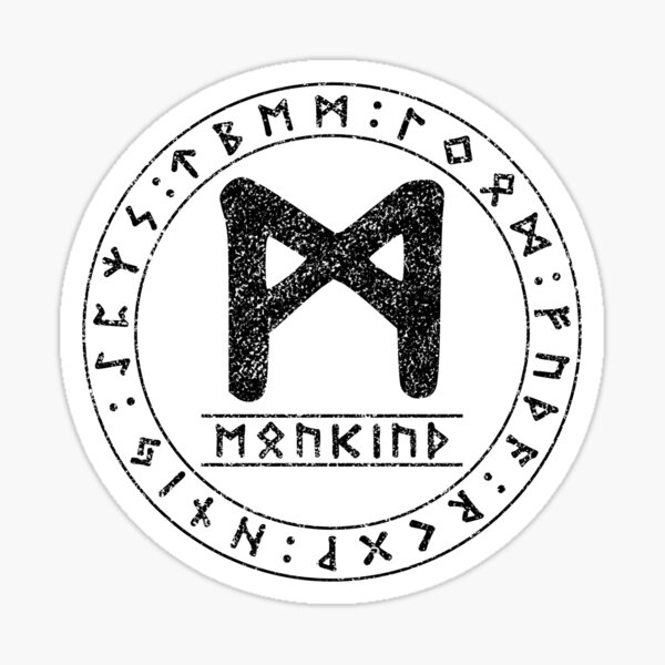 "Rune symbol of Mankind Mannaz. Old stamp of the vikings rune circle ...