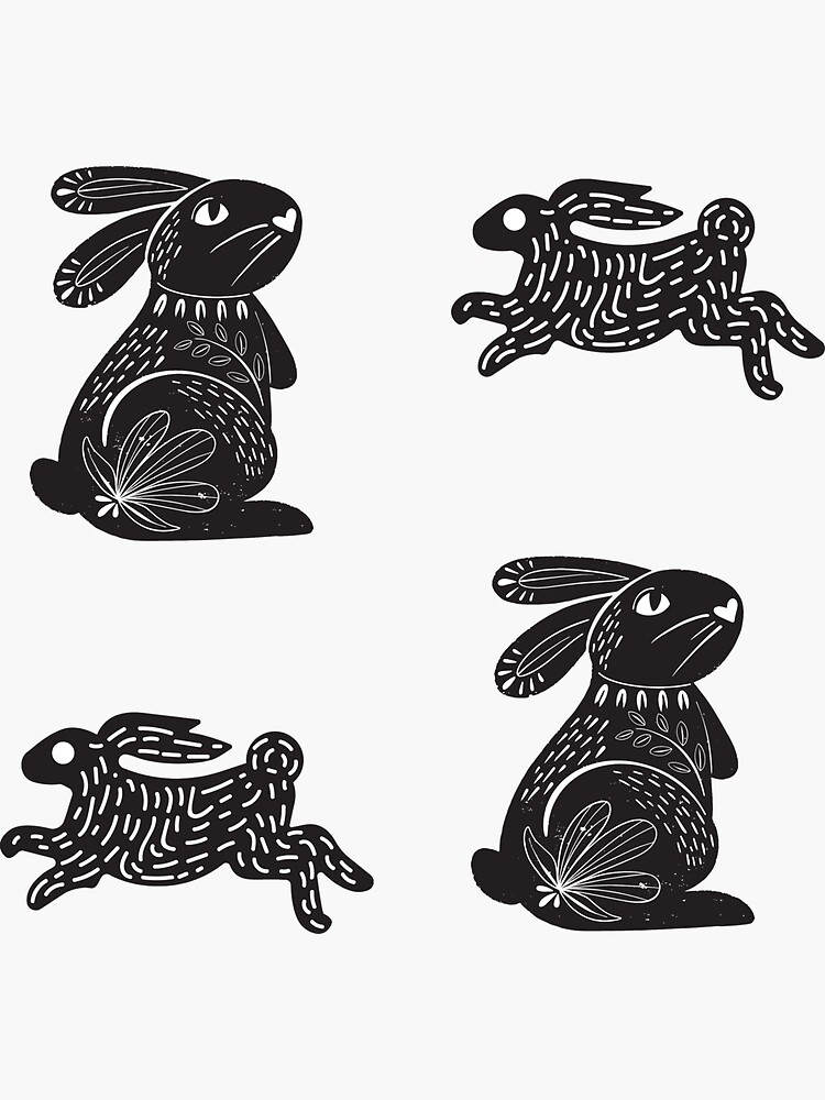 "Black Rabbits pattern" Sticker for Sale by CameleonDesign | Redbubble