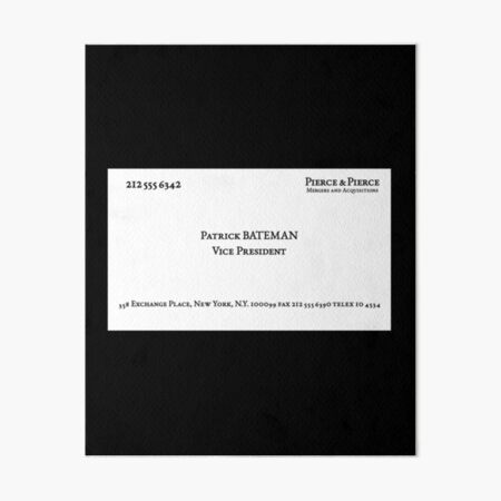"American Psycho Patrick Bateman's Business Card" Art Board Print by ...
