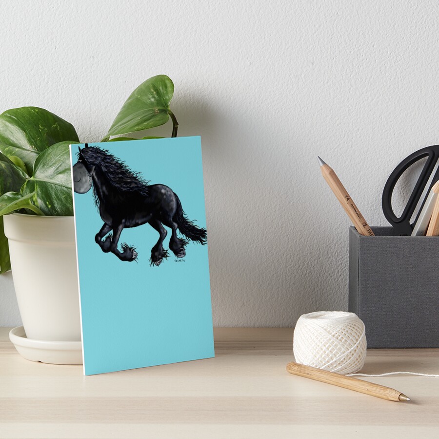 "Friesian Horse Cartoon - Black Horses Sticker" Art Board Print by ...