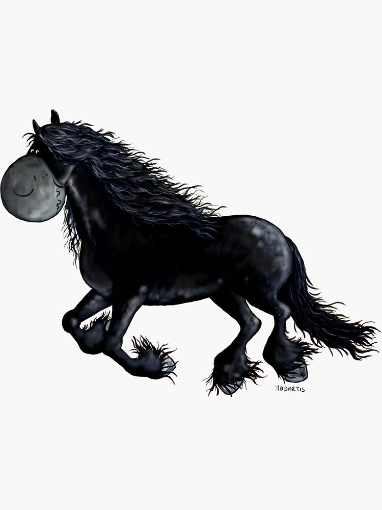 "Friesian Horse Cartoon - Black Horses Sticker" Sticker by JulianHutwa ...