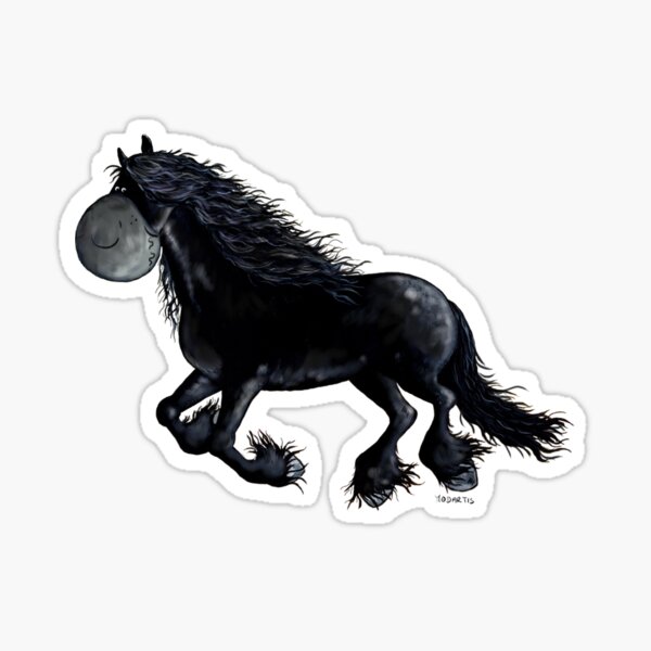 "Friesian Horse Cartoon - Black Horses Sticker" Sticker by JulianHutwa ...