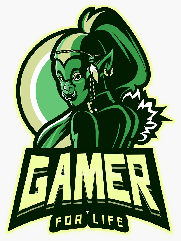 "Gamer for Life with Dark Female Creature" Sticker by PRIVARSHU | Redbubble
