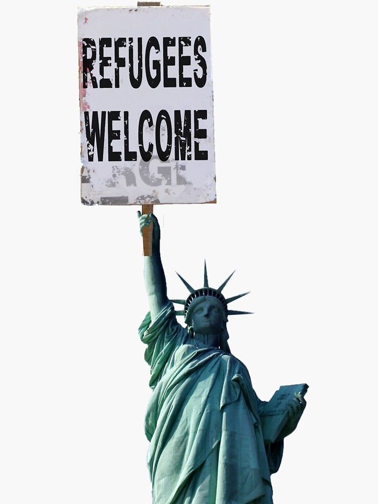 "Refugees Welcome" Sticker for Sale by allykitkaat | Redbubble