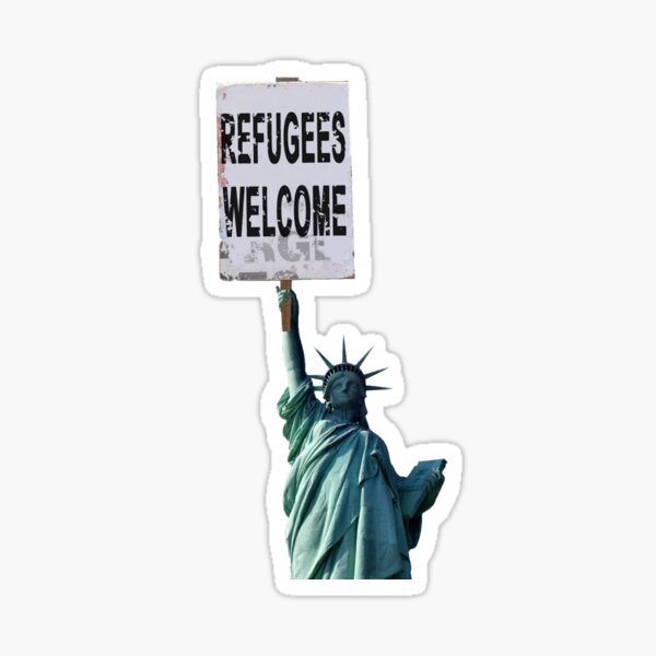 "Refugees Welcome" Sticker for Sale by allykitkaat | Redbubble