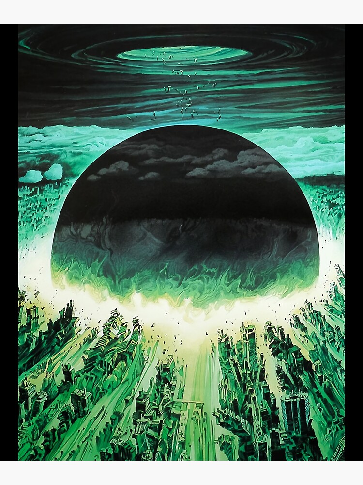"Akira Green Japanese Cyberpunk City Explosion Poster " Poster for Sale ...