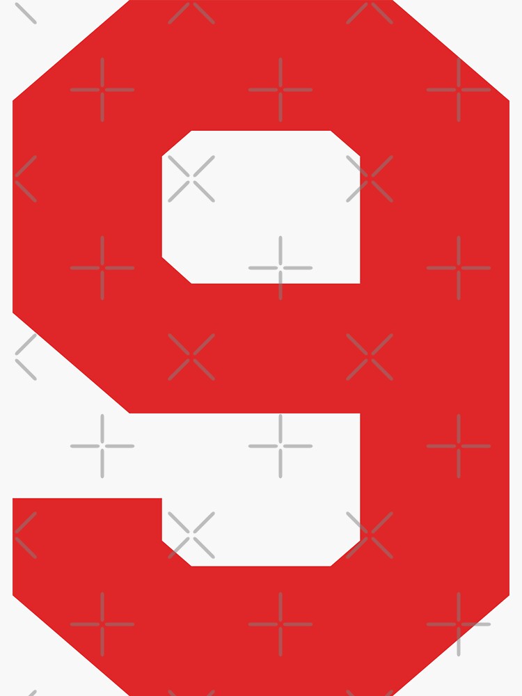 "Number 9, Red nine, Sports number 9" Sticker for Sale by TheCultStuff ...