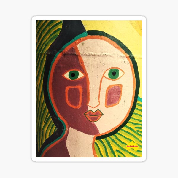 "Nimbin face mural" Sticker by Andykinoz | Redbubble